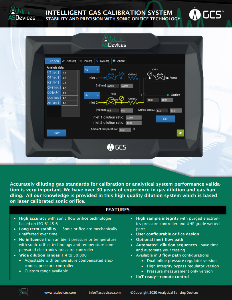 Intelligent gas calibration system (iGCS) brochure - ASDevices
